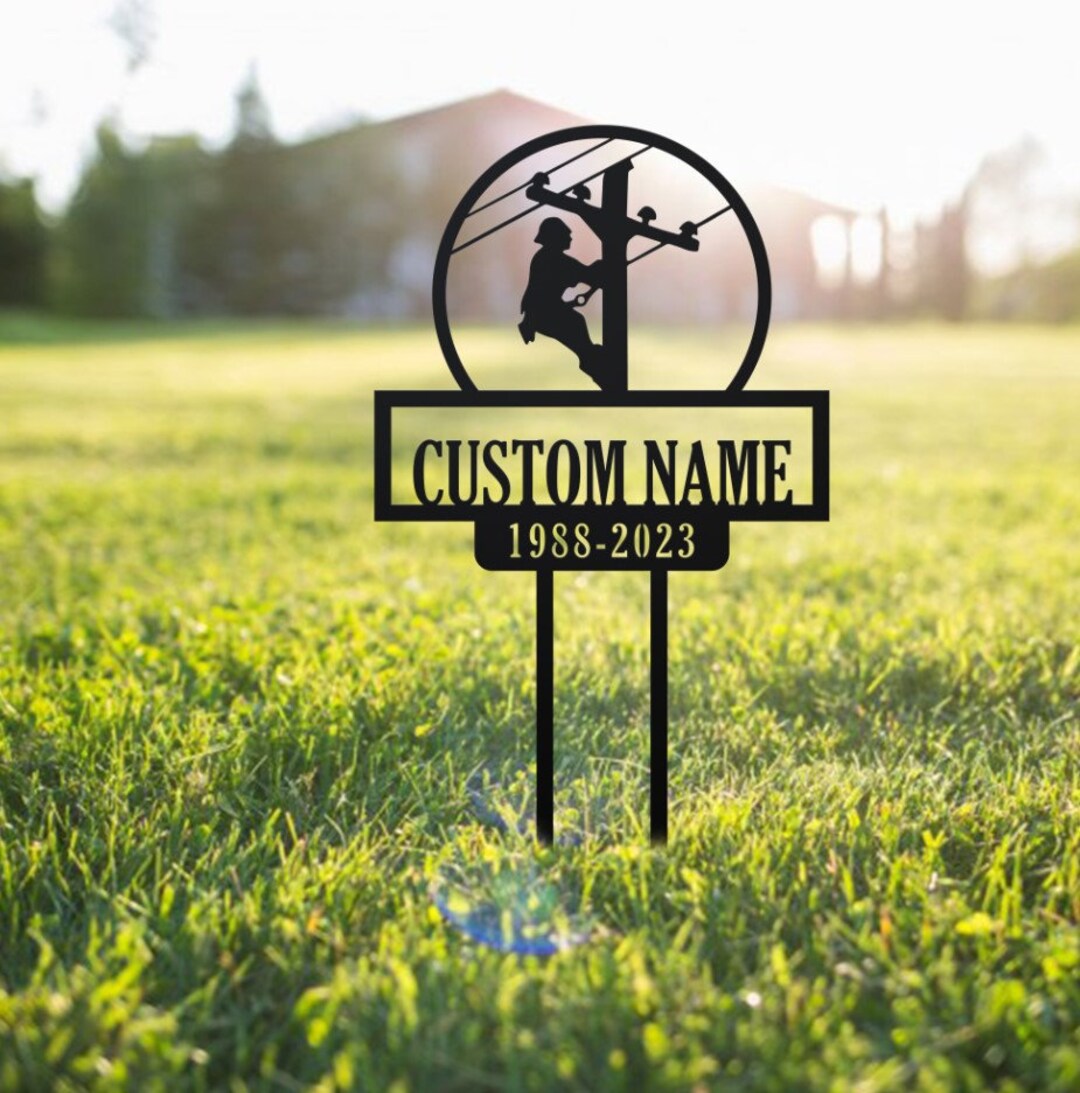 Custom Lineman Memorial Personalized Cemetery Stake in - Etsy
