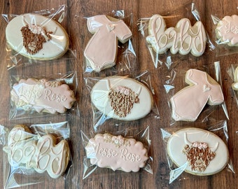 Highland Cow/western Theme Baby Shower Sugar Cookies - Etsy
