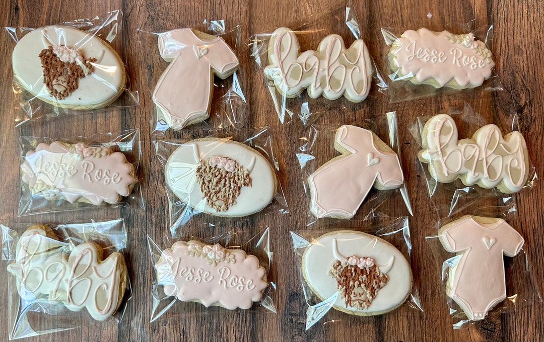 Highland Cow Decorated Cookies: Baby Girl Shower Favors - Etsy