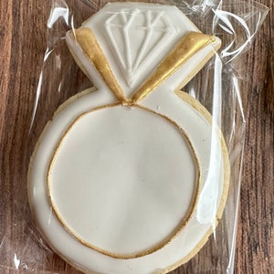 Classy Black and Gold Engagement Themed Decorated Cookies, Ring ...