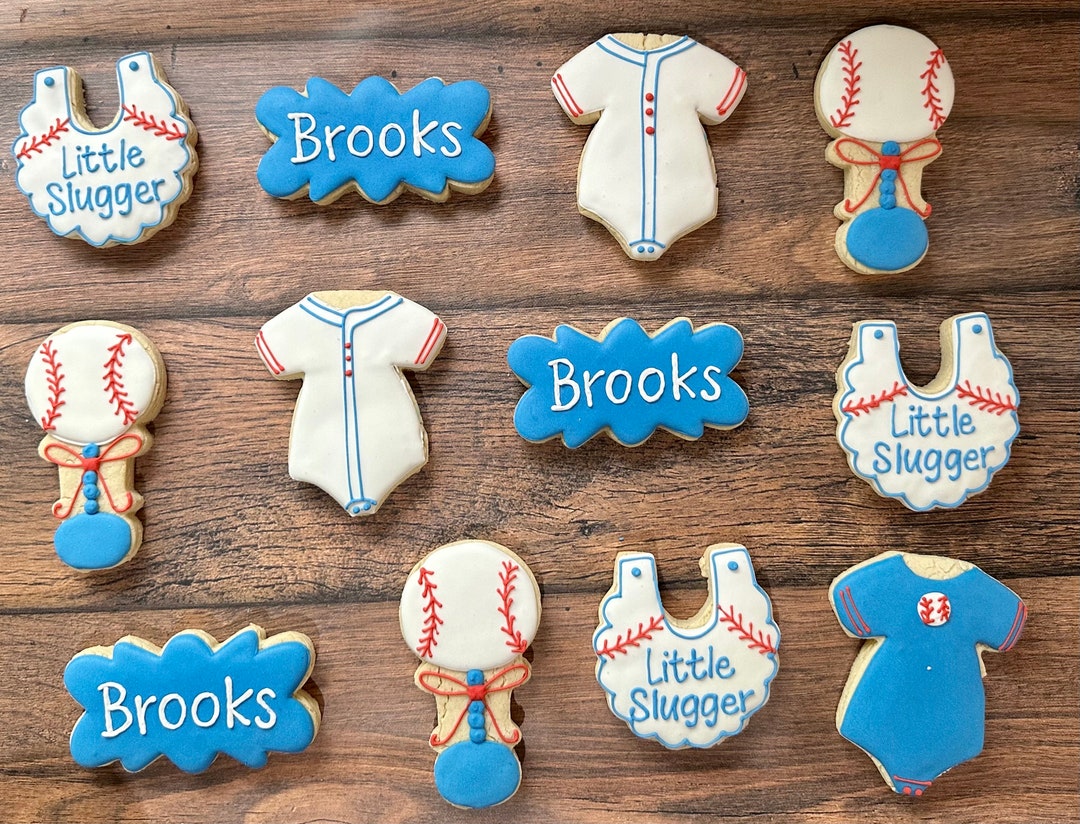 Baseball Baby Shower Decorated Sugar Cookies/little Slugger/ Boy ...