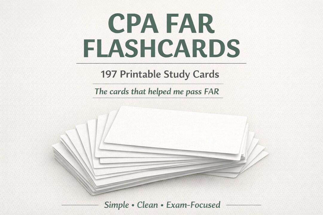 CPA FAR Flashcards Printable PDF | Far Exam Study Cards | 197 ...