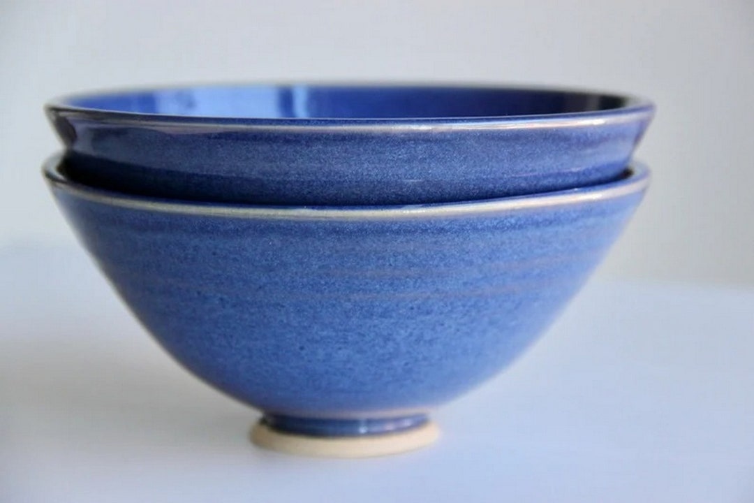 Handmade Dark Blue Ceramic Bowl Pottery Bowl Salad Bowl Modern ...