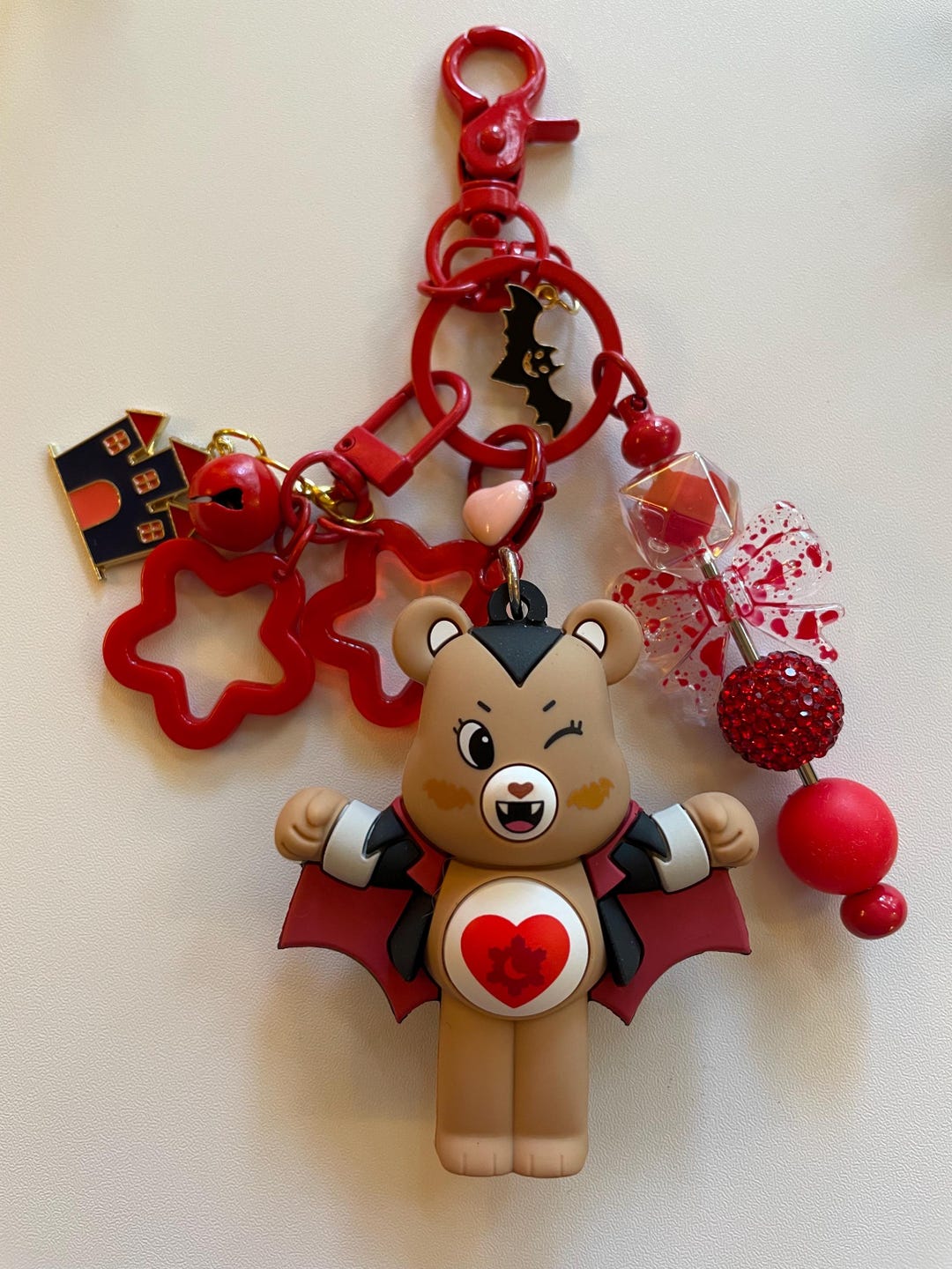 Halloween Bear Bag Charm: Monster Keychain, Junk Journal Accessory - Etsy