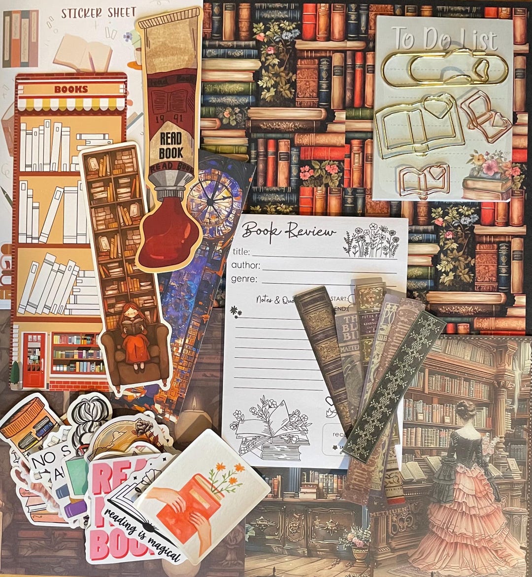Book Journal Kit: Bookish Stickers, Bookmarks, Review Sheets, Bookish ...