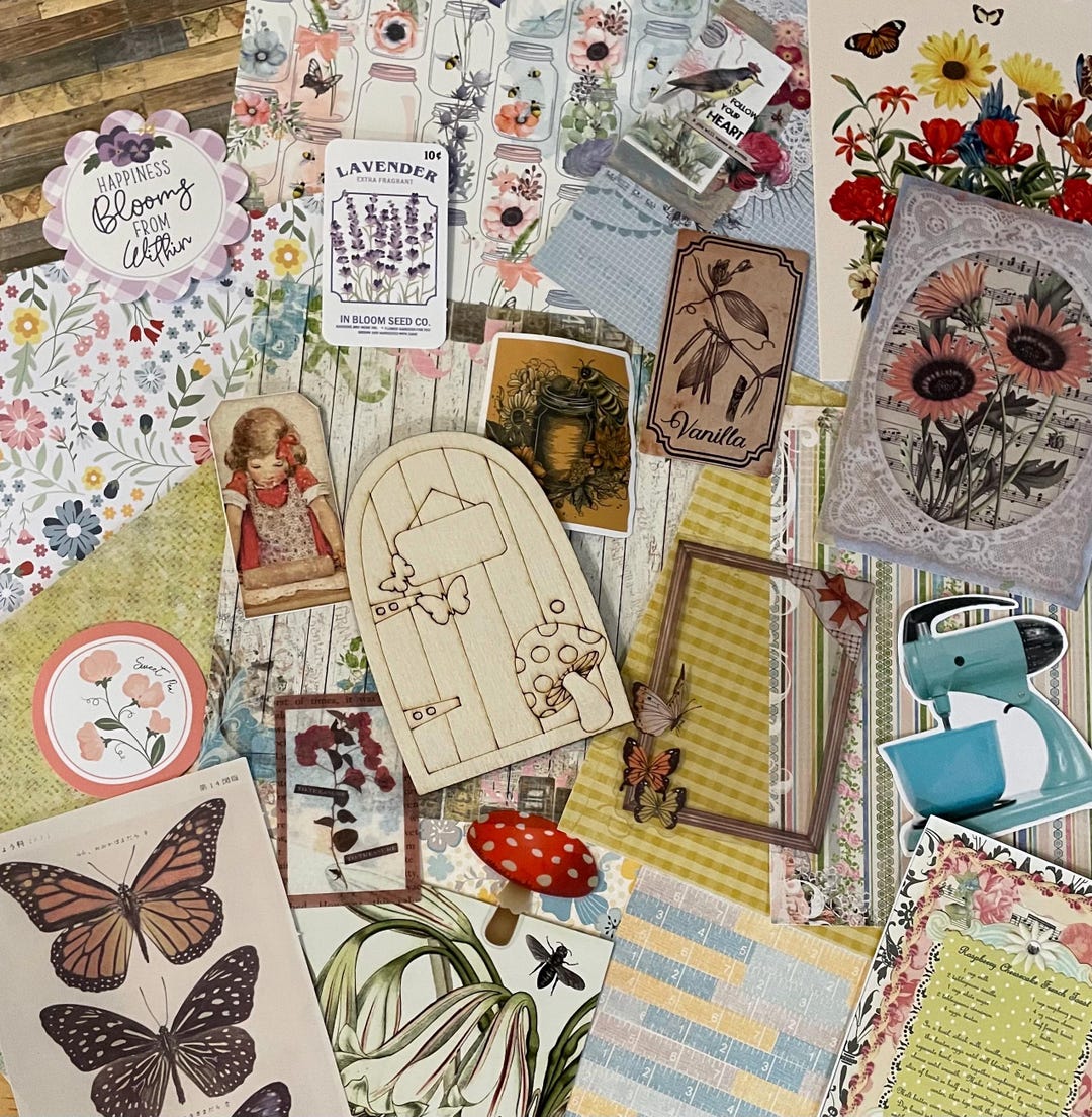 Cottagecore Junk Journal Ephemera Paper Pack, Cottage Core Scrapbook ...