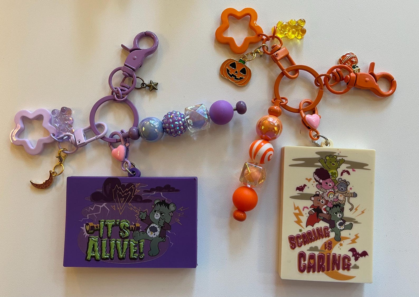 Halloween Bear Bag Charm: Monster Keychain, Junk Journal Accessory - Etsy