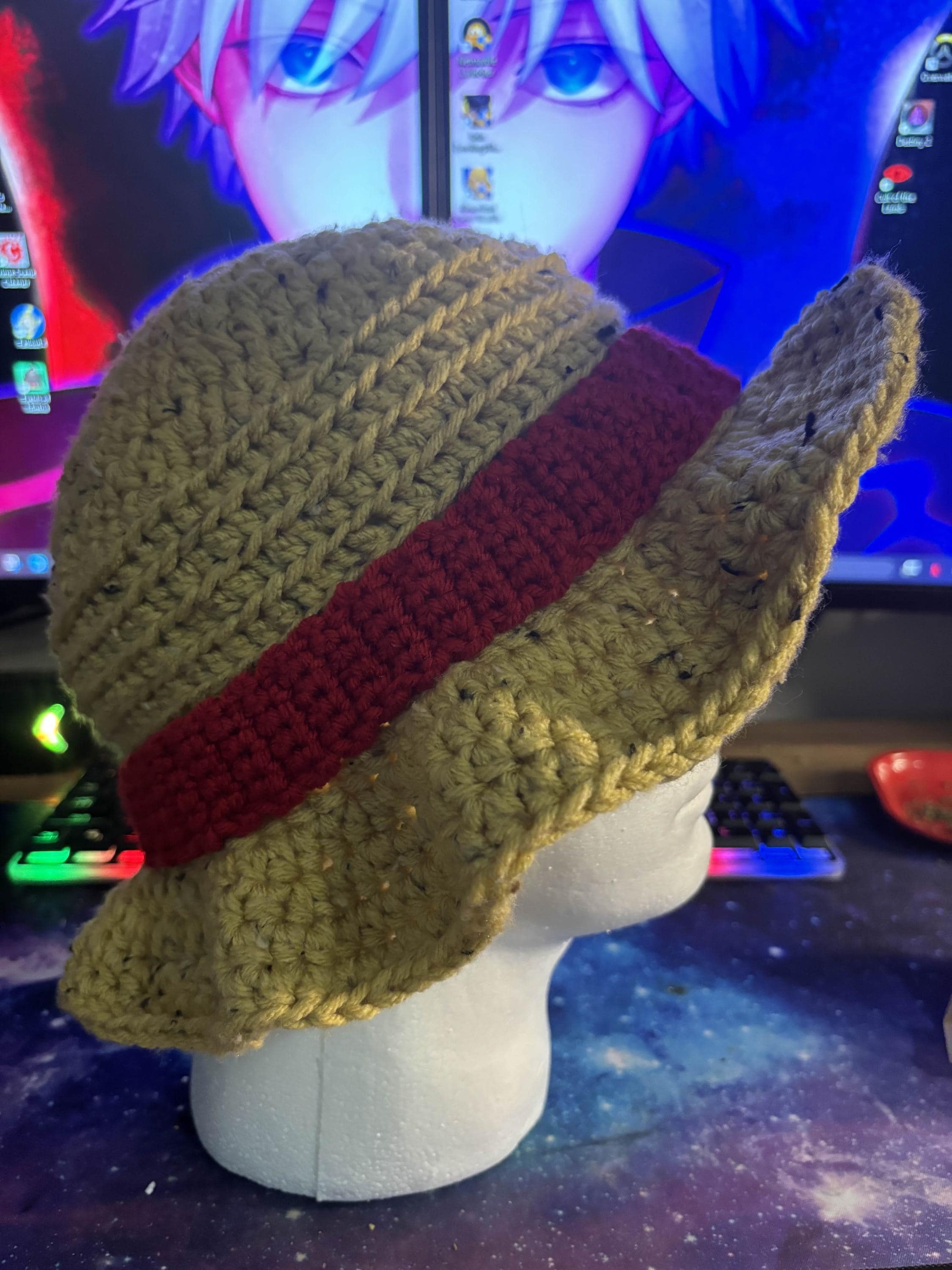 Luffy Hat, One Piece Hat, Straw Hat, Crocheted Anime Bucket Hat - Etsy