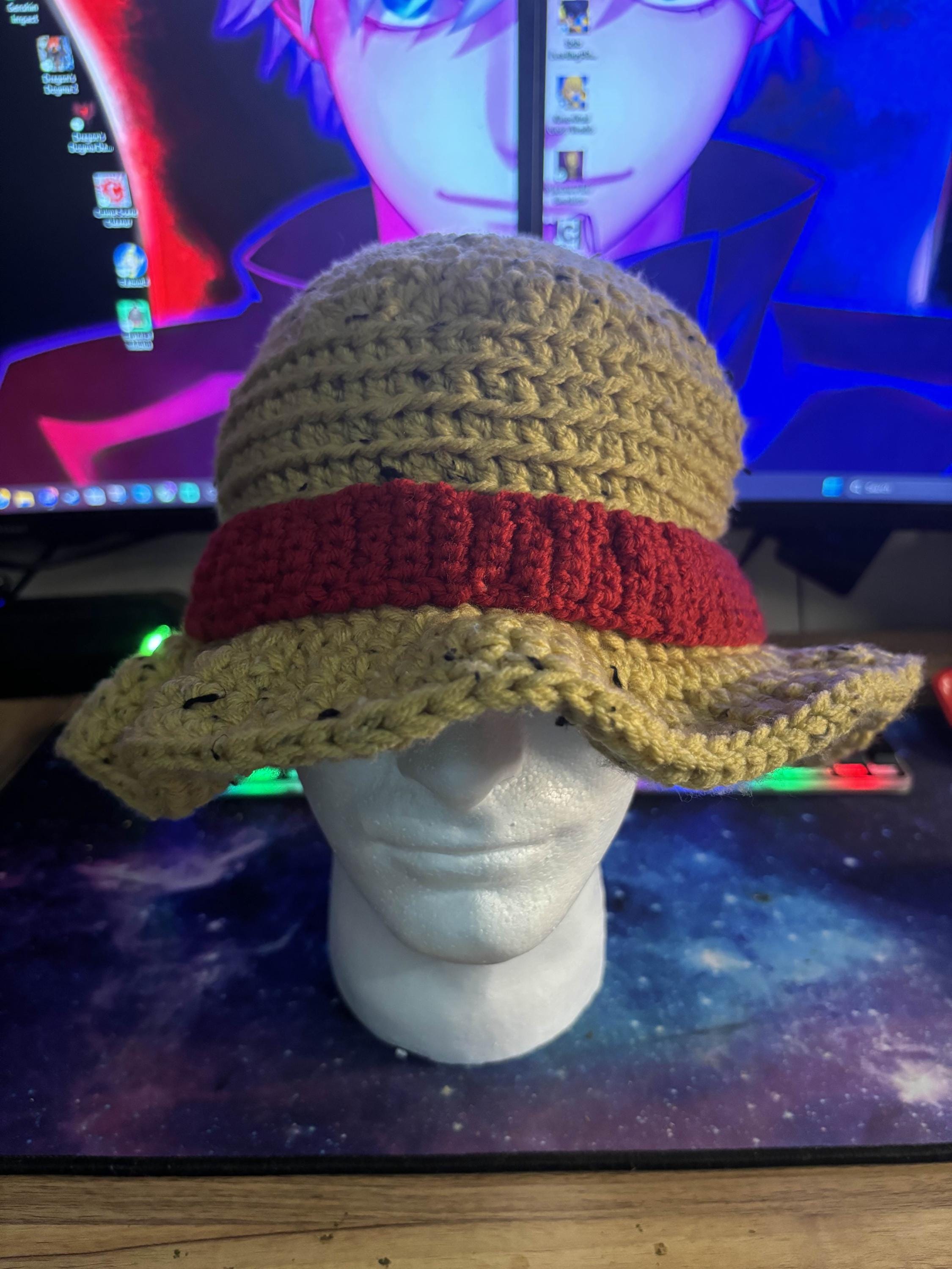 Luffy Hat, One Piece Hat, Straw Hat, Crocheted Anime Bucket Hat - Etsy