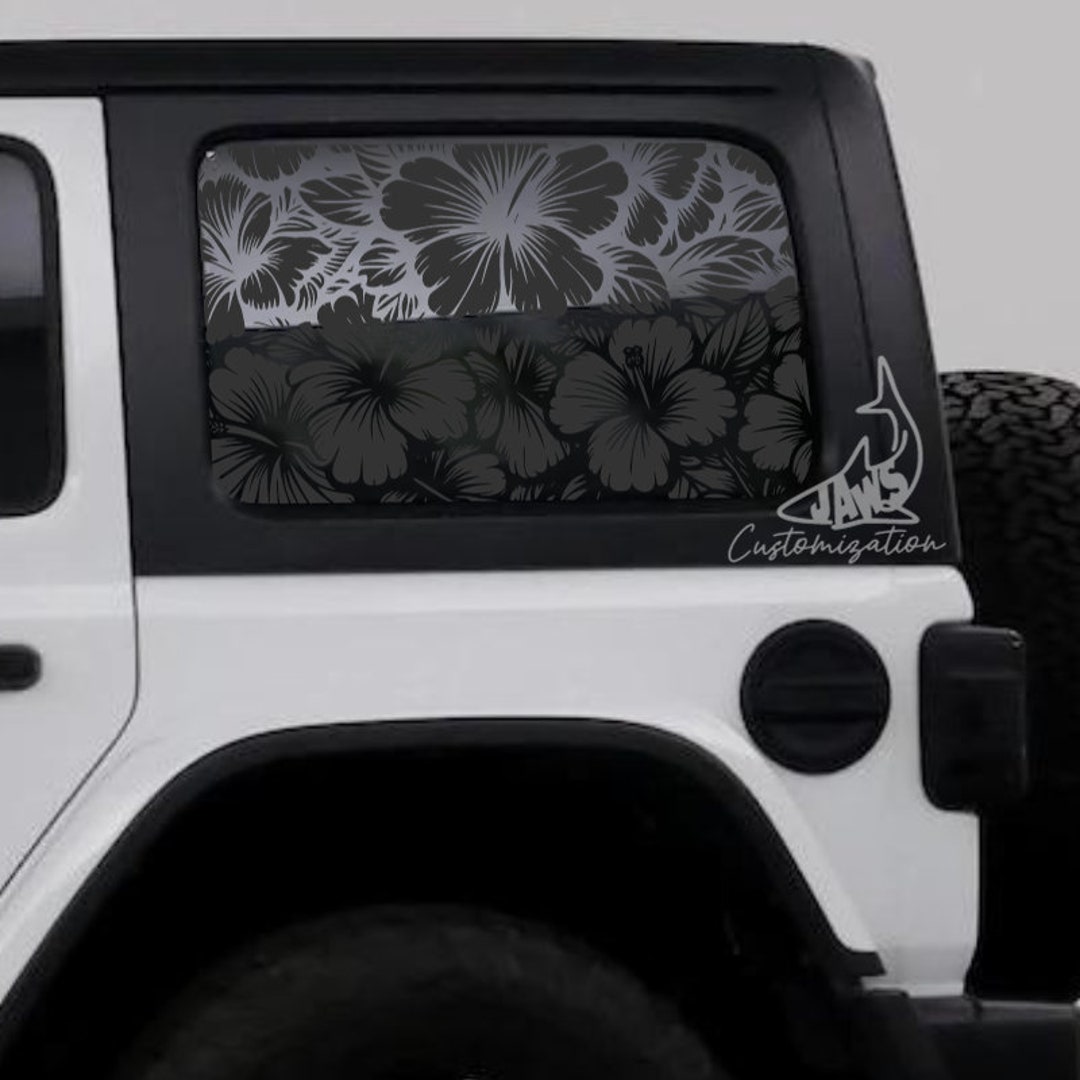 Hibiscus Flower Rear Hardtop Window Decal- Fits Jeep Wrangler JKU JLU ...