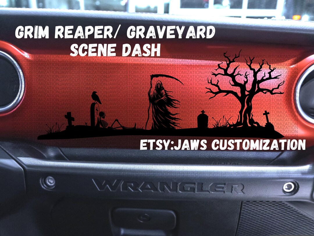 Grim Reaper Graveyard Spooky Halloween Dashboard Glove Box Vinyl Decal ...