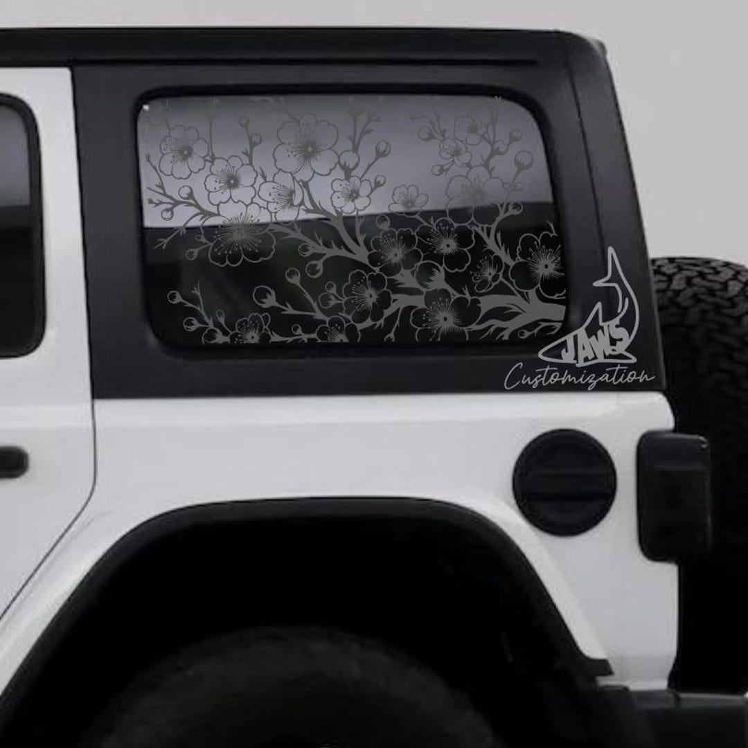 Cherry Blossom Rear Hardtop Window Decal- Fits Jeep Wrangler JKU JLU ...