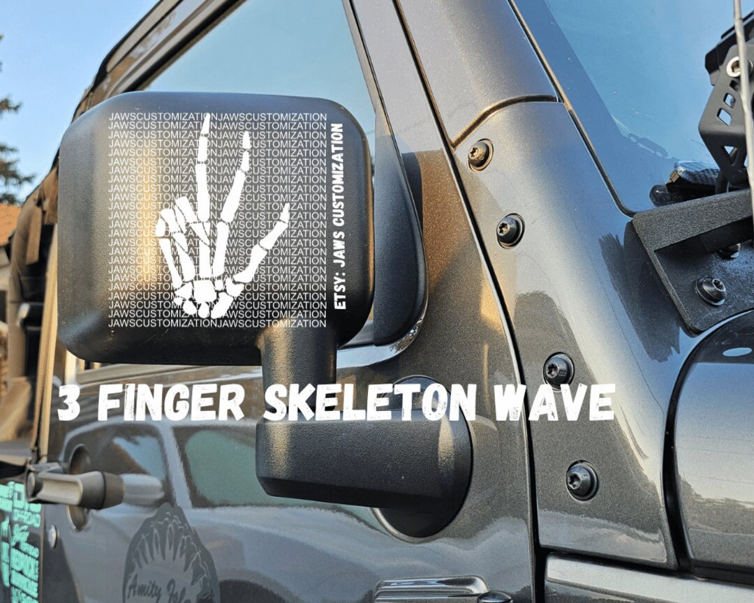 Skeleton Hand Decals | Peace Sign, 3 Finger Wave | Fits Jeep Wrangler ...