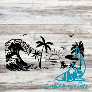 Beach Theme Rear Hardtop Window Decal- Fits Jeep Wrangler JKU JLU | 4 ...