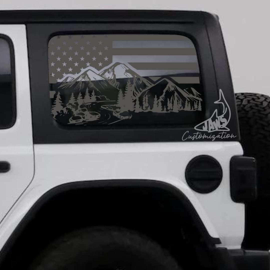 Mountain Flag Rear Hardtop Window Decal- Fits Jeep Wrangler JKU JLU | 4 ...