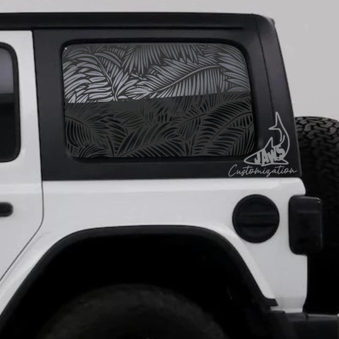 Palm Tree Tropical Leaves Rear Hardtop Window Decal- Fits Jeep Wrangler ...