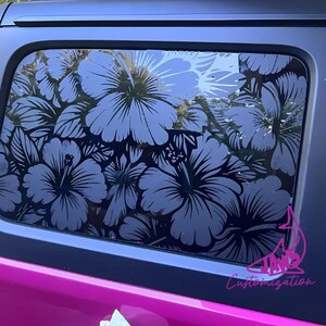 Hibiscus Flower Rear Hardtop Window Decal- Fits Jeep Wrangler JKU JLU ...