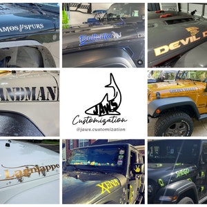 Fully Custom Hood "name" Decals (set of 2)| Fits Jeep Wrangler ...