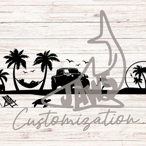 Custom Beach Wrangler/gladiator Dashboard Glove Box Vinyl Decal Sticker ...