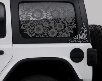 Hibiscus Flower Rear Hardtop Window Decal Fits Jeep Wrangler JKU JLU 4 ...