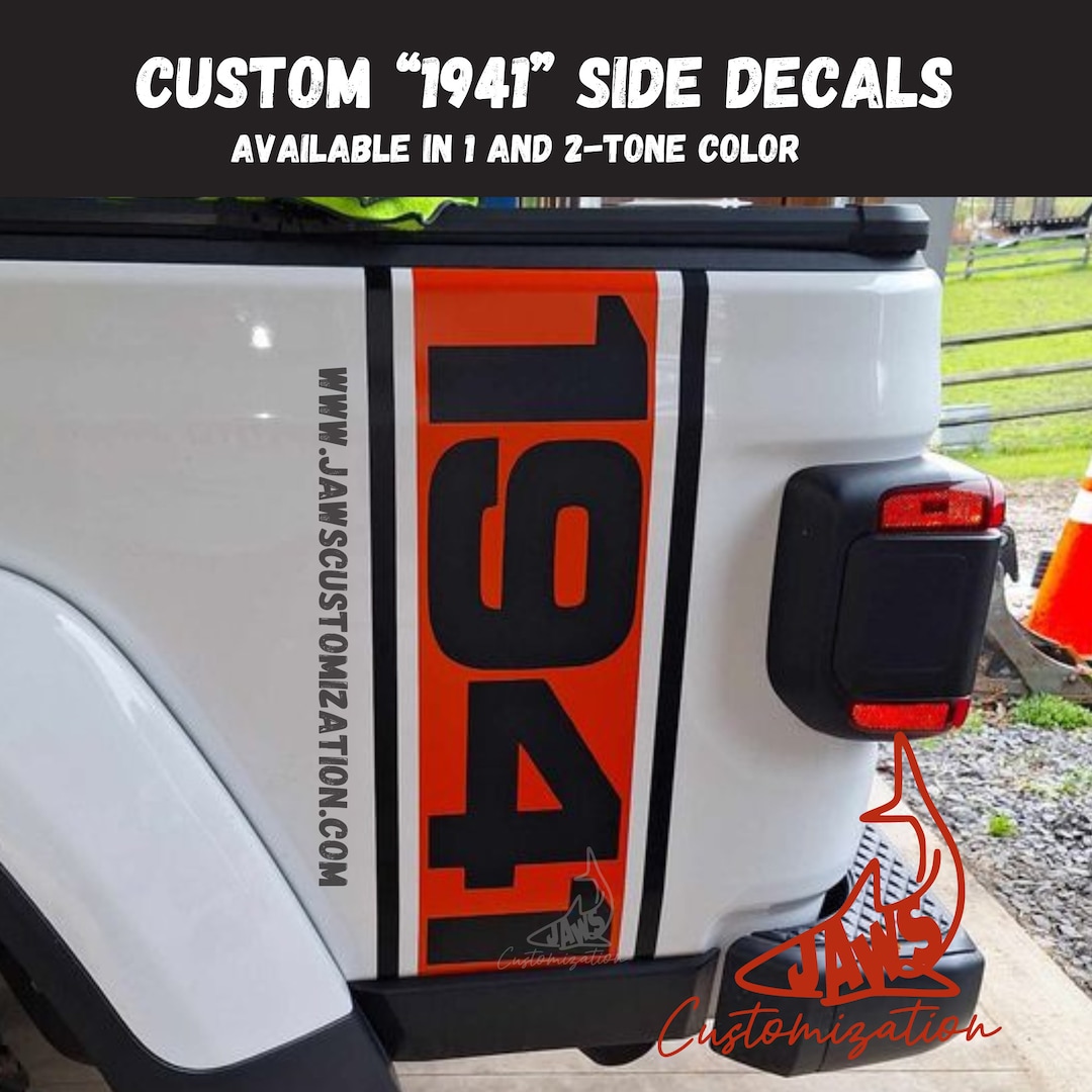 Custom 1941 Rear Fender Graphic Decal Set of 2 - Fits Jeep Gladiator JT ...