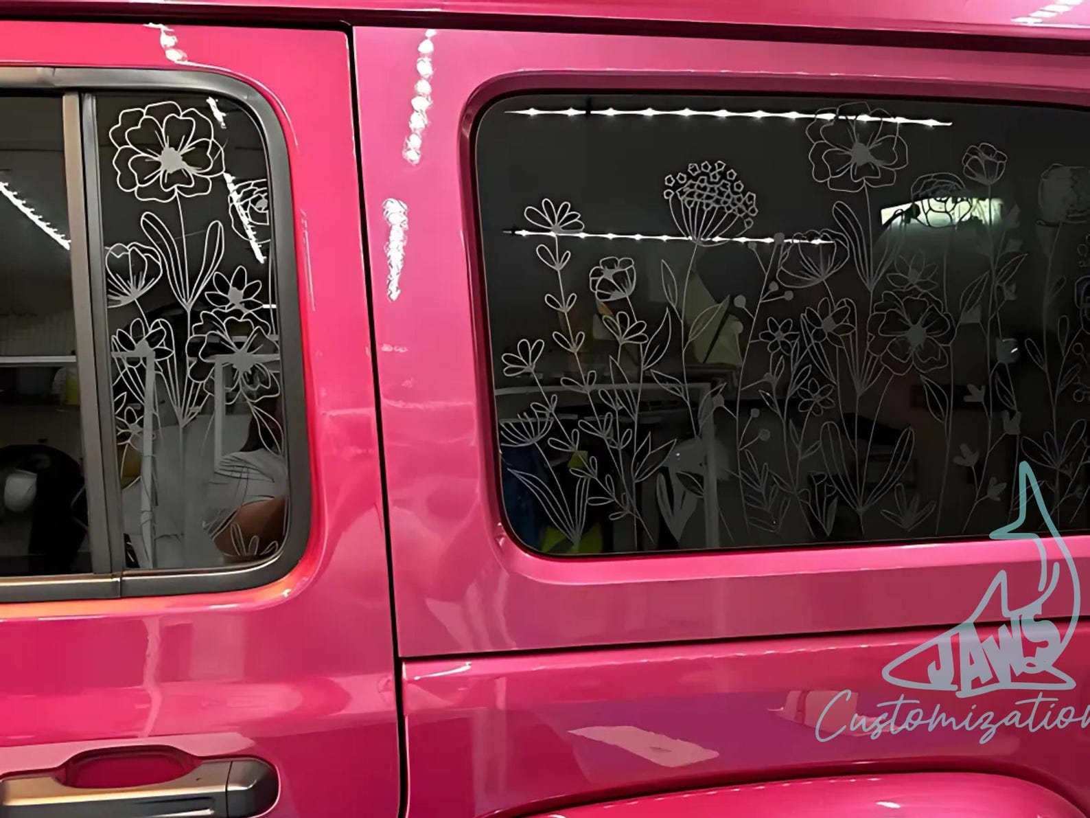 Wildflower Rear Door Window Decals- Set of 2| Fits Jeep Wrangler JKU ...