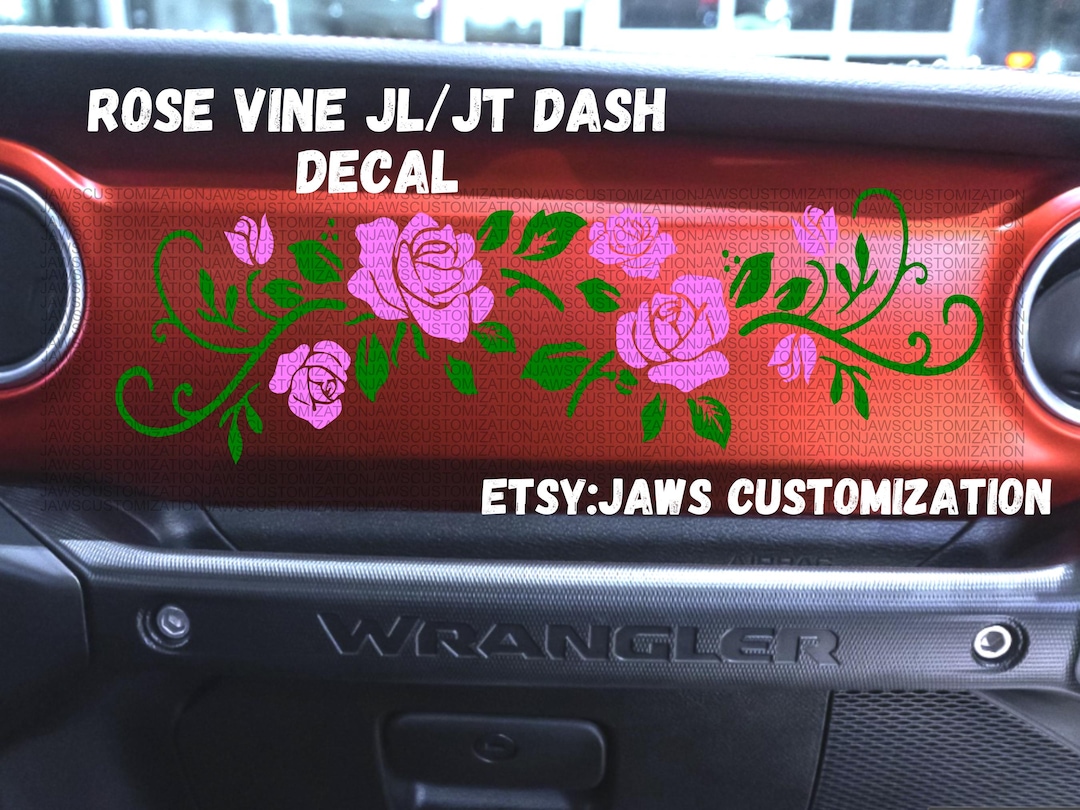 Custom Rose Flower Vine Dashboard Glove Box Vinyl Decal Sticker |fits ...