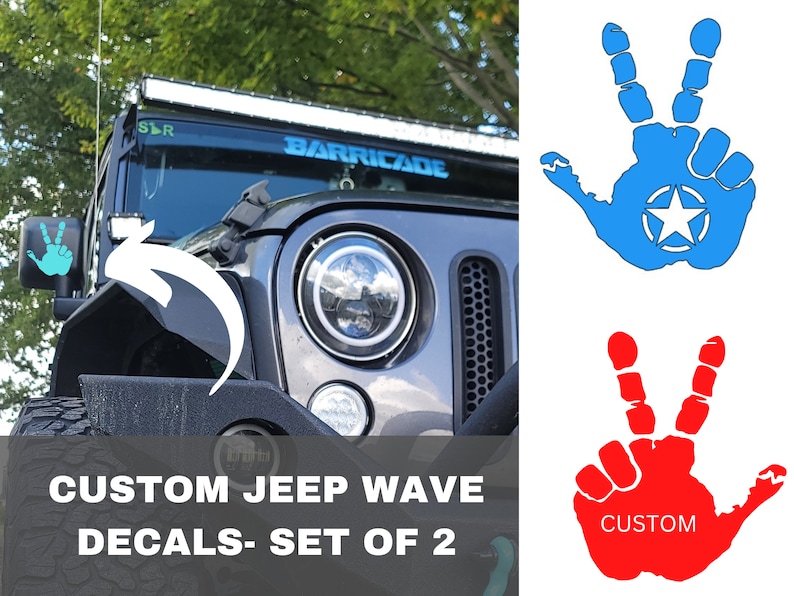 Custom Wave Decals Set of 2 Fits Jeep Wrangler Peace Wave - Etsy