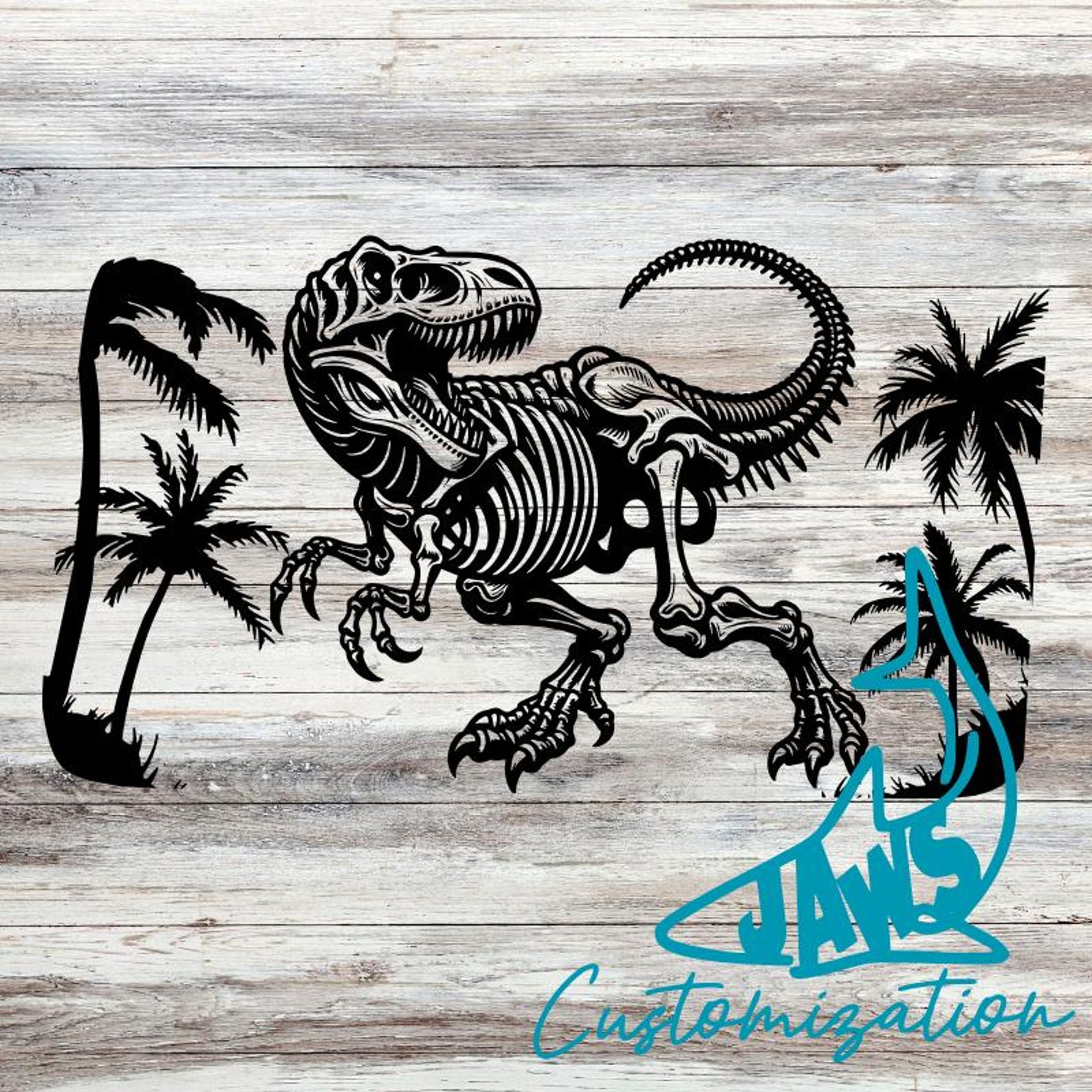 T-rex Skeleton Rear Hardtop Window Decal- Fits Jeep Wrangler JKU JLU ...