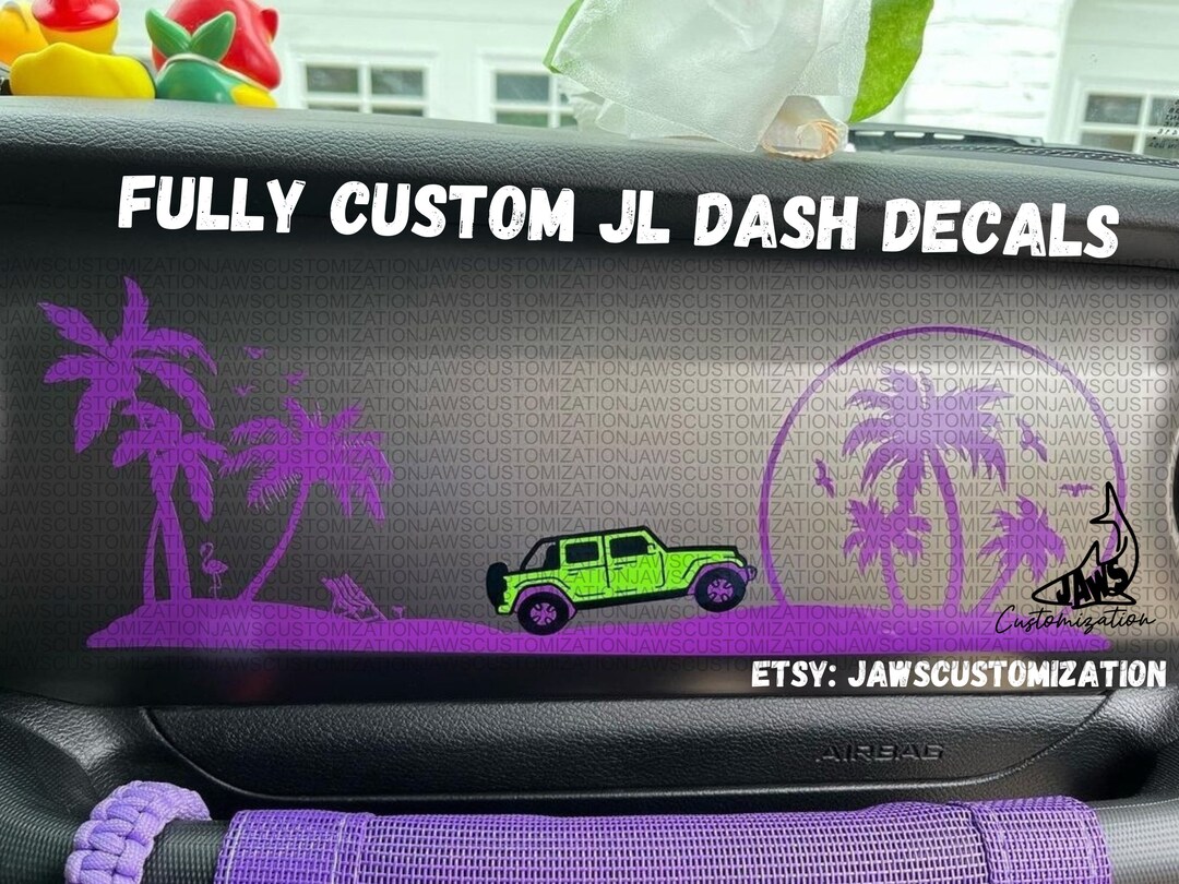 Custom Beach Dashboard Glove Box Vinyl Decal Sticker|fits Jeep Wrangler ...
