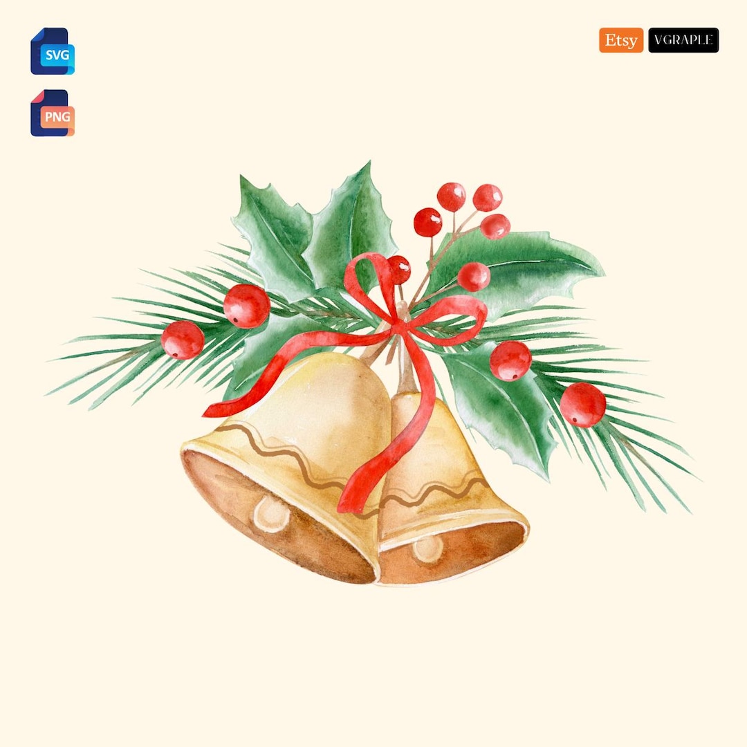 Whimsical Holiday Bells - Watercolor Digital Print - Festive Wall Art ...