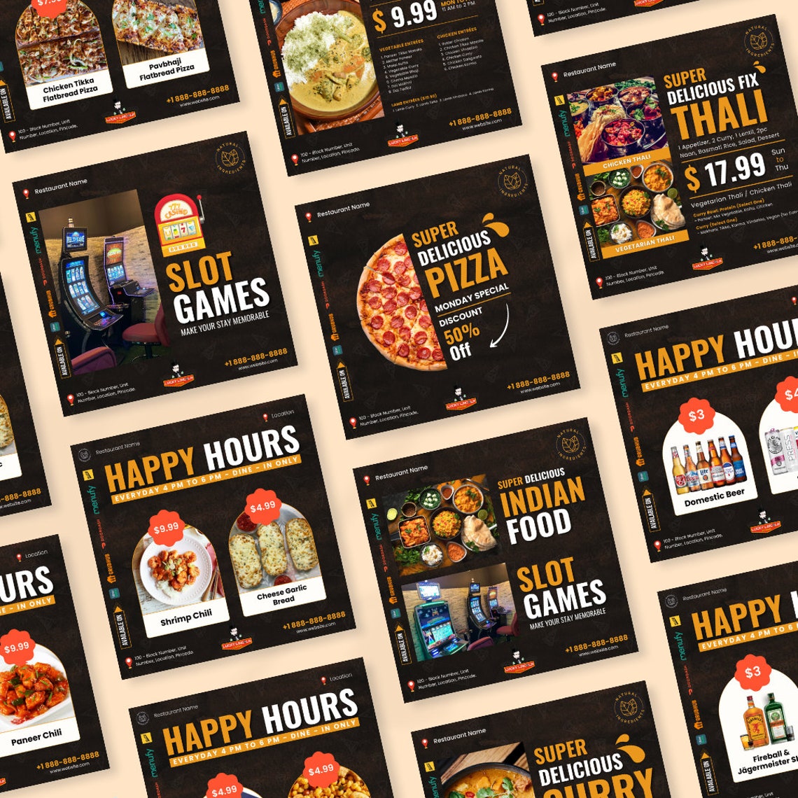 15 Ready-made Instagram Post Templates for Restaurants & Bars (canva ...