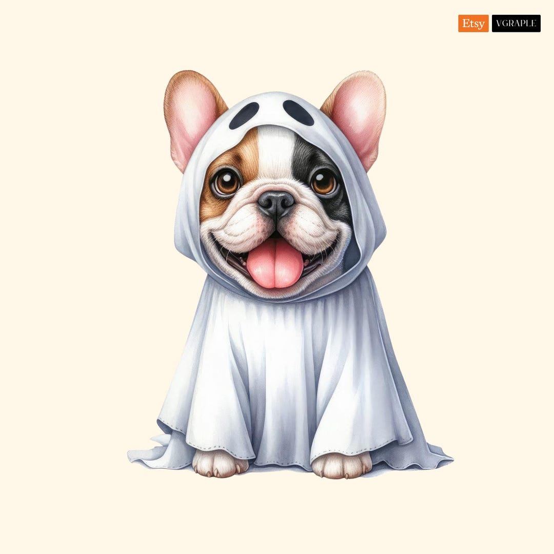 Ghost French Bulldog Dog Halloween Graphic, Cute Spooky Art, Halloween ...