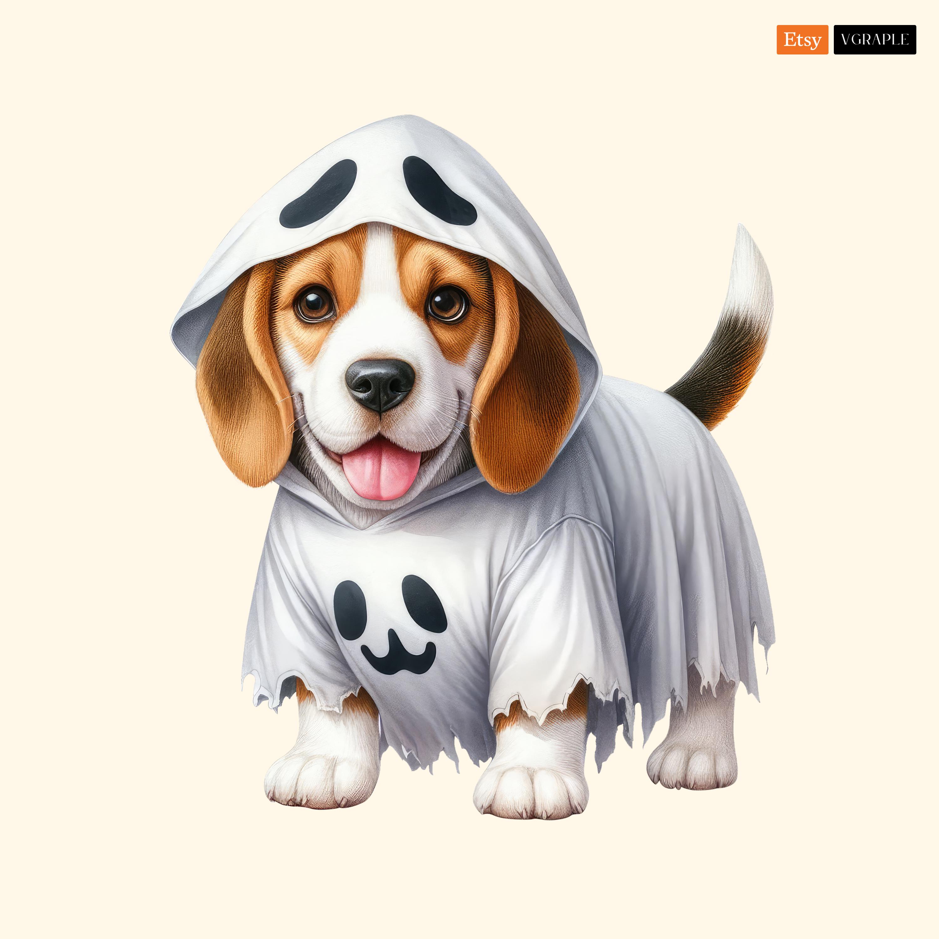 Ghost Beagle Dog Halloween Graphic, Cute Spooky Dog Art, Halloween ...