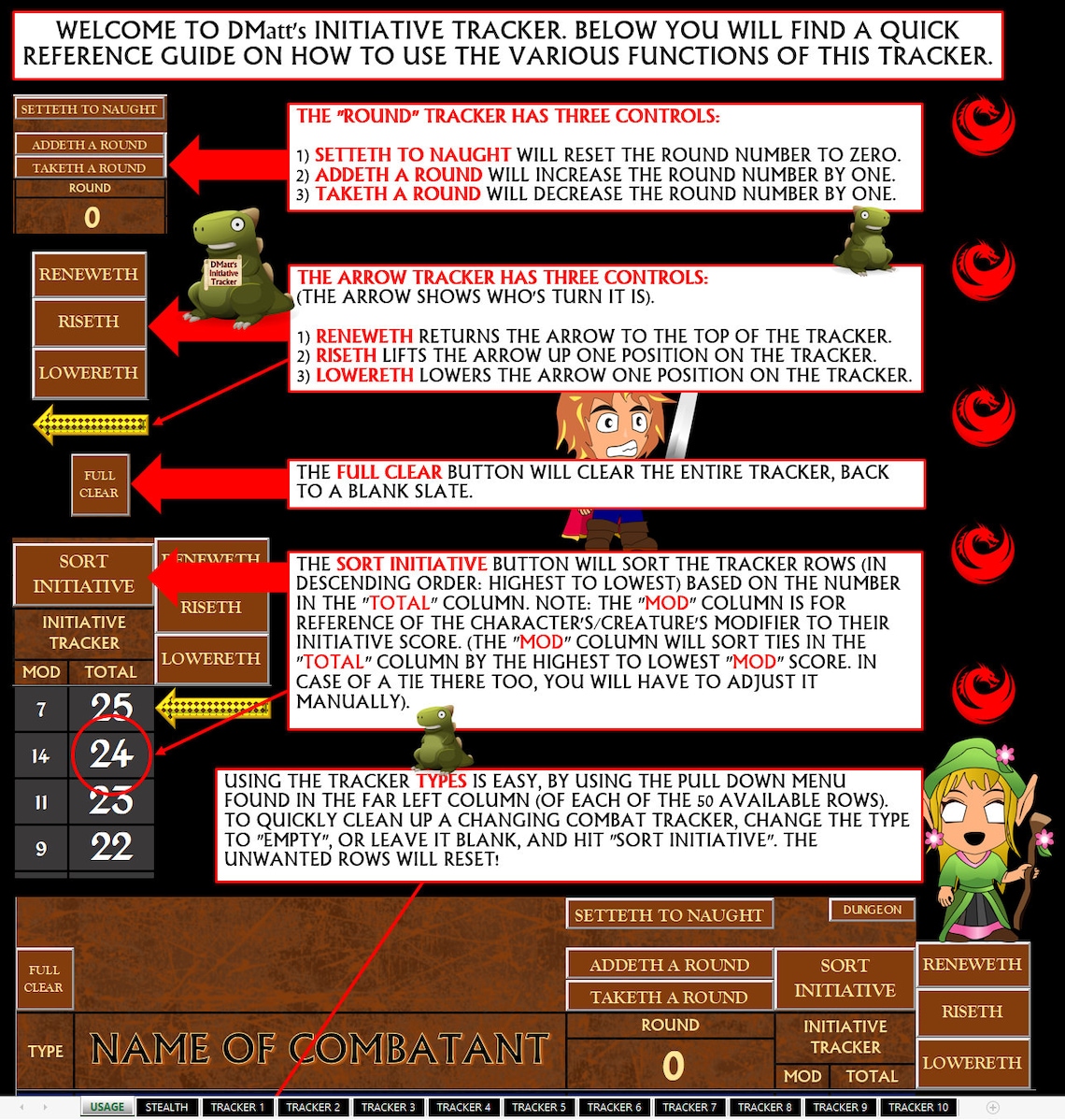 Dmatt's Initiative Tracker excel Template - Etsy