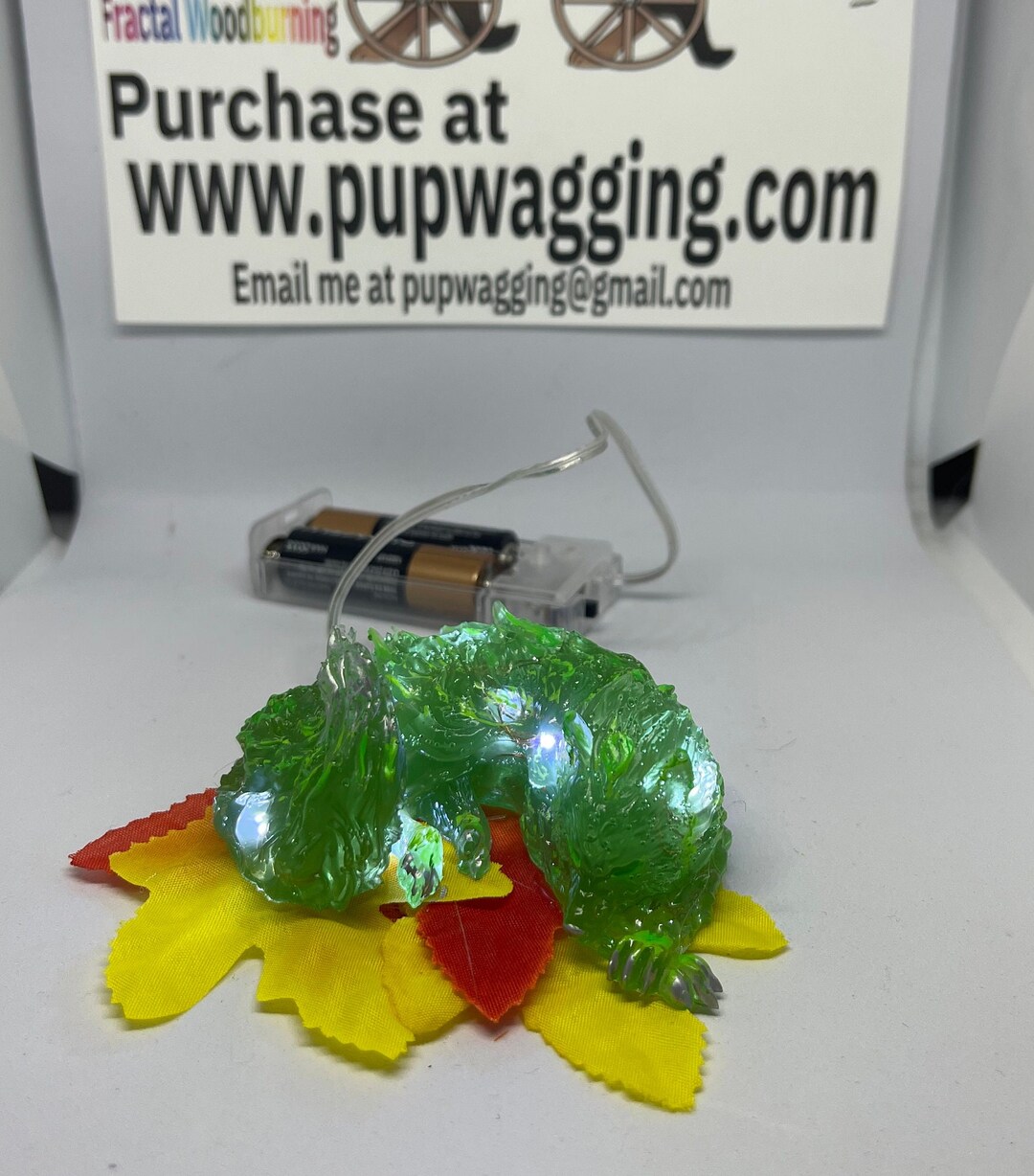 Hand-painted Green Wolf Spirit Night Light With LED - Glow in the Dark ...