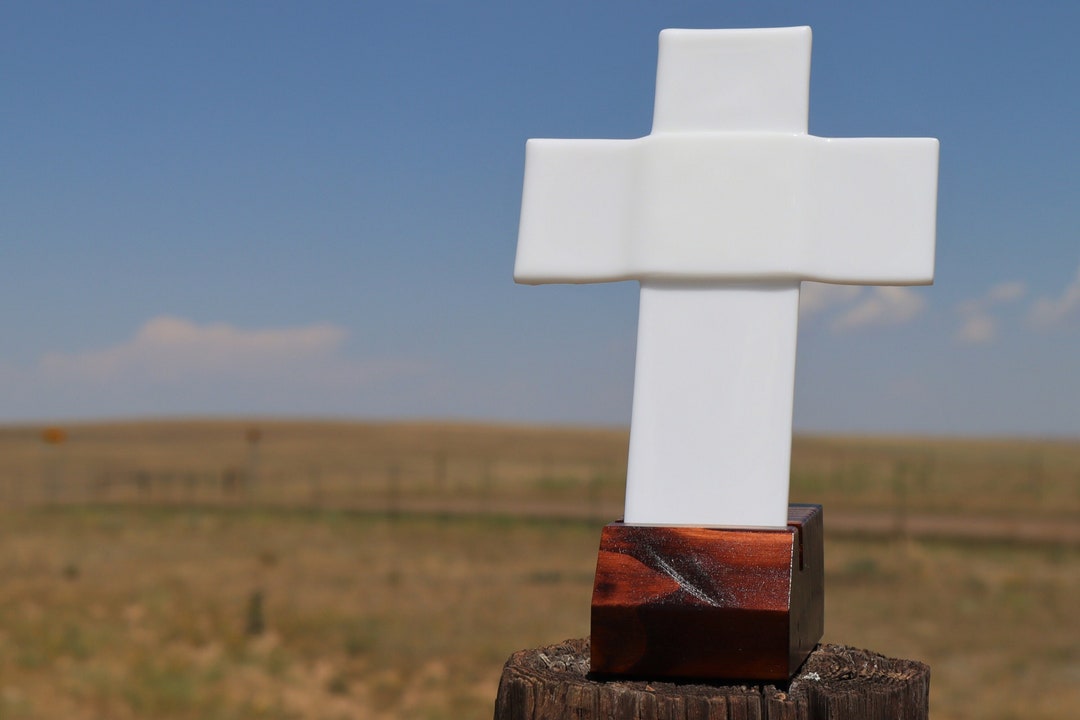 White Cross W/ Stand - Etsy