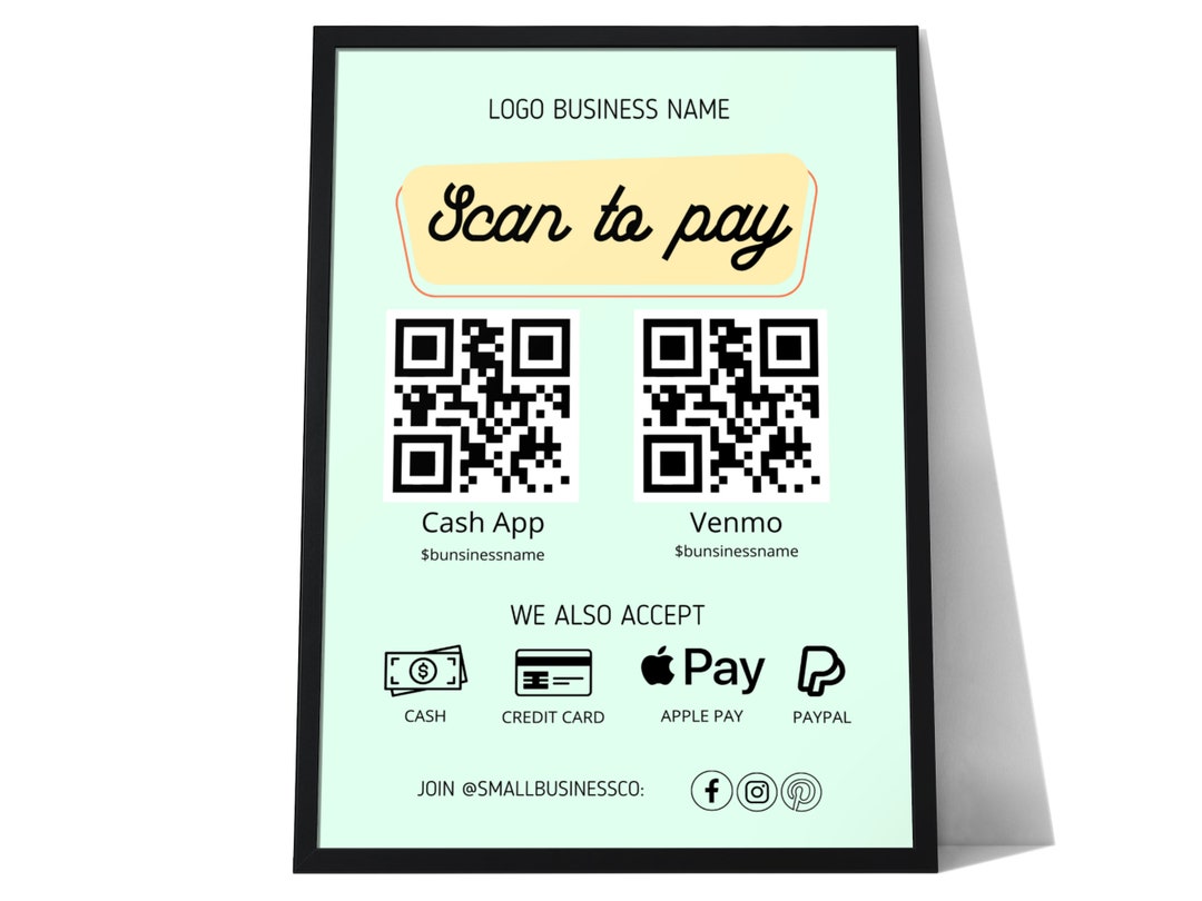 Printable Template Cash App Sign Minimalist Payment Sign - Etsy