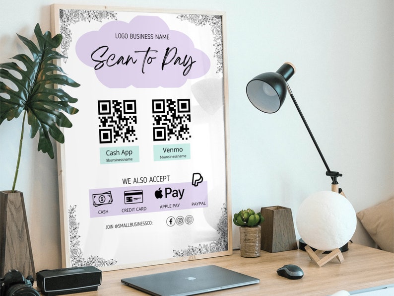 Editable Scan to Pay Sign QR Code Sign Template Payment - Etsy