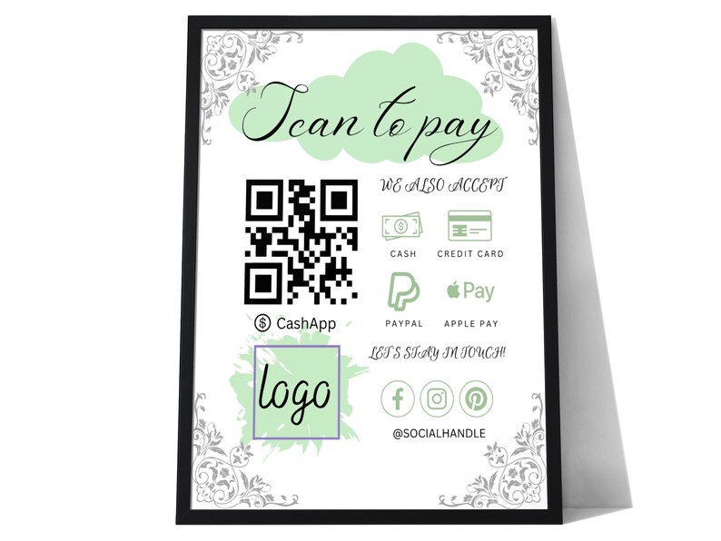 Editable QR Code Sign Printable Payment Sign Scan to Pay - Etsy Australia