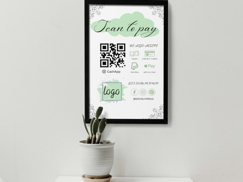 Editable QR Code Sign Printable Payment Sign Scan to Pay - Etsy Australia
