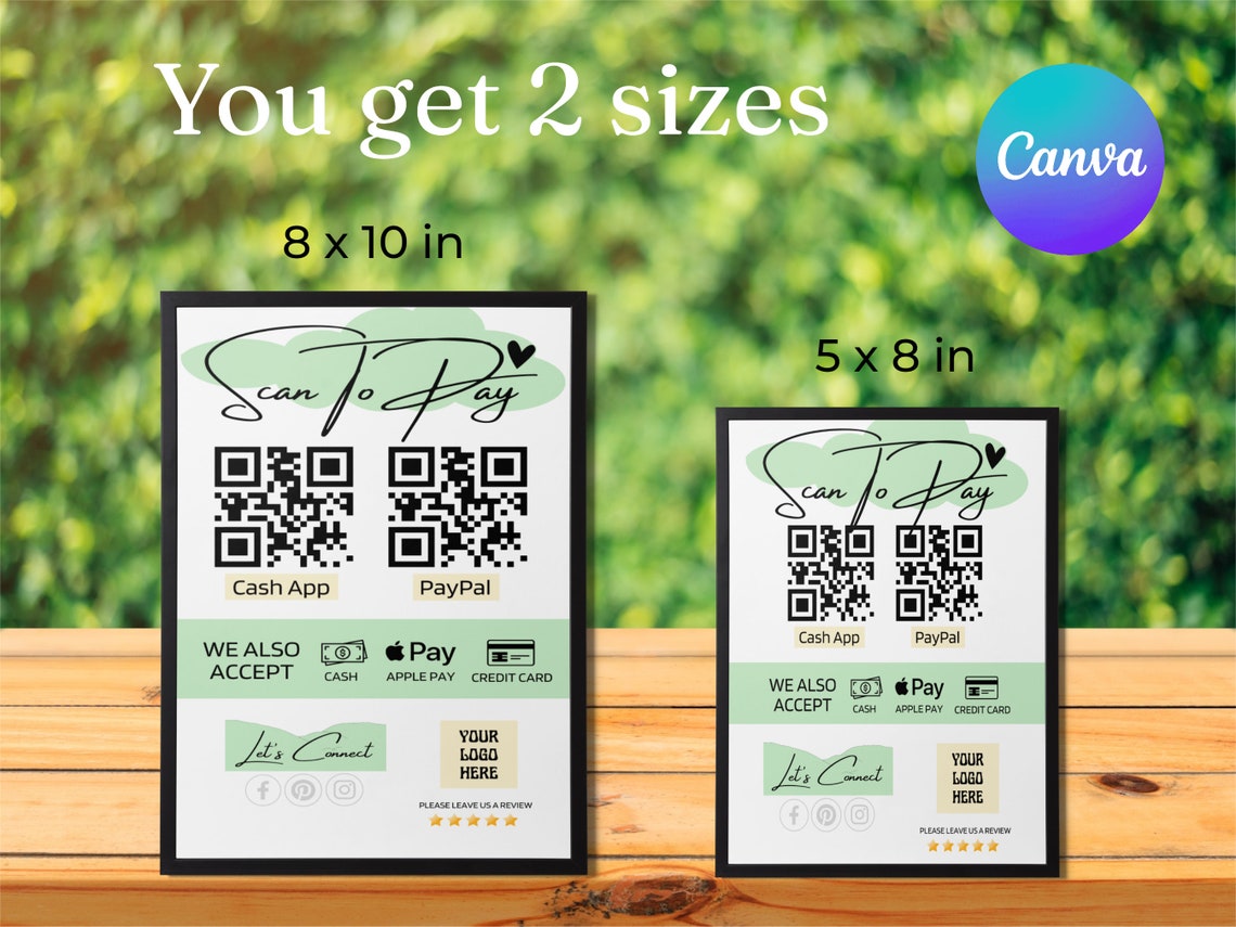 Printable Scan to Pay Template Editable Scan to Pay Sign - Etsy