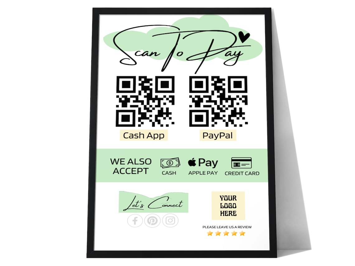 Printable Scan to Pay Template Editable Scan to Pay Sign - Etsy