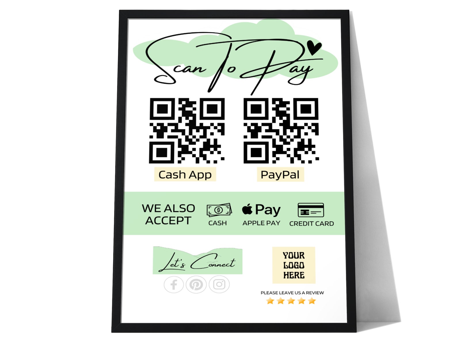 Printable Scan to Pay Template Editable Scan to Pay Sign - Etsy