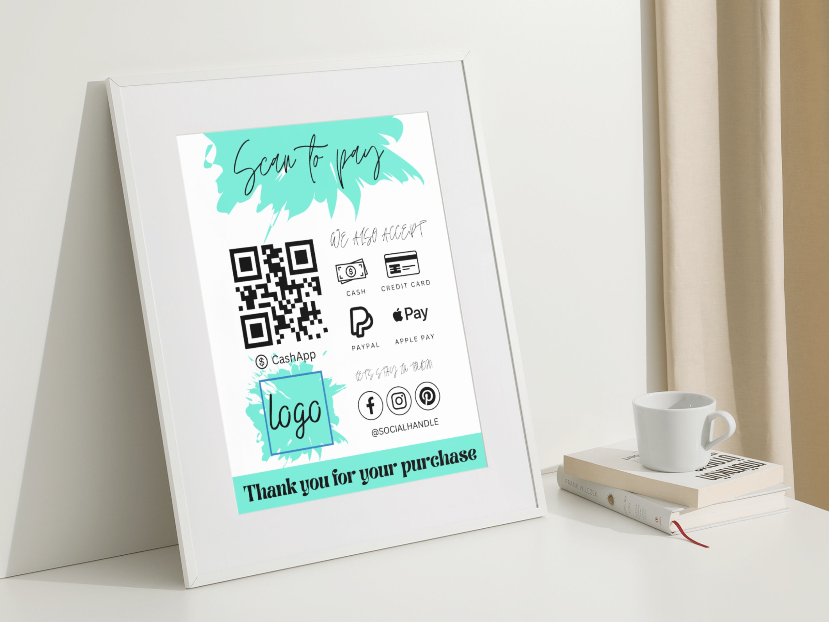Scan to Pay Payment Sign, Printable Scan to Pay Sign, Editable Scan to ...
