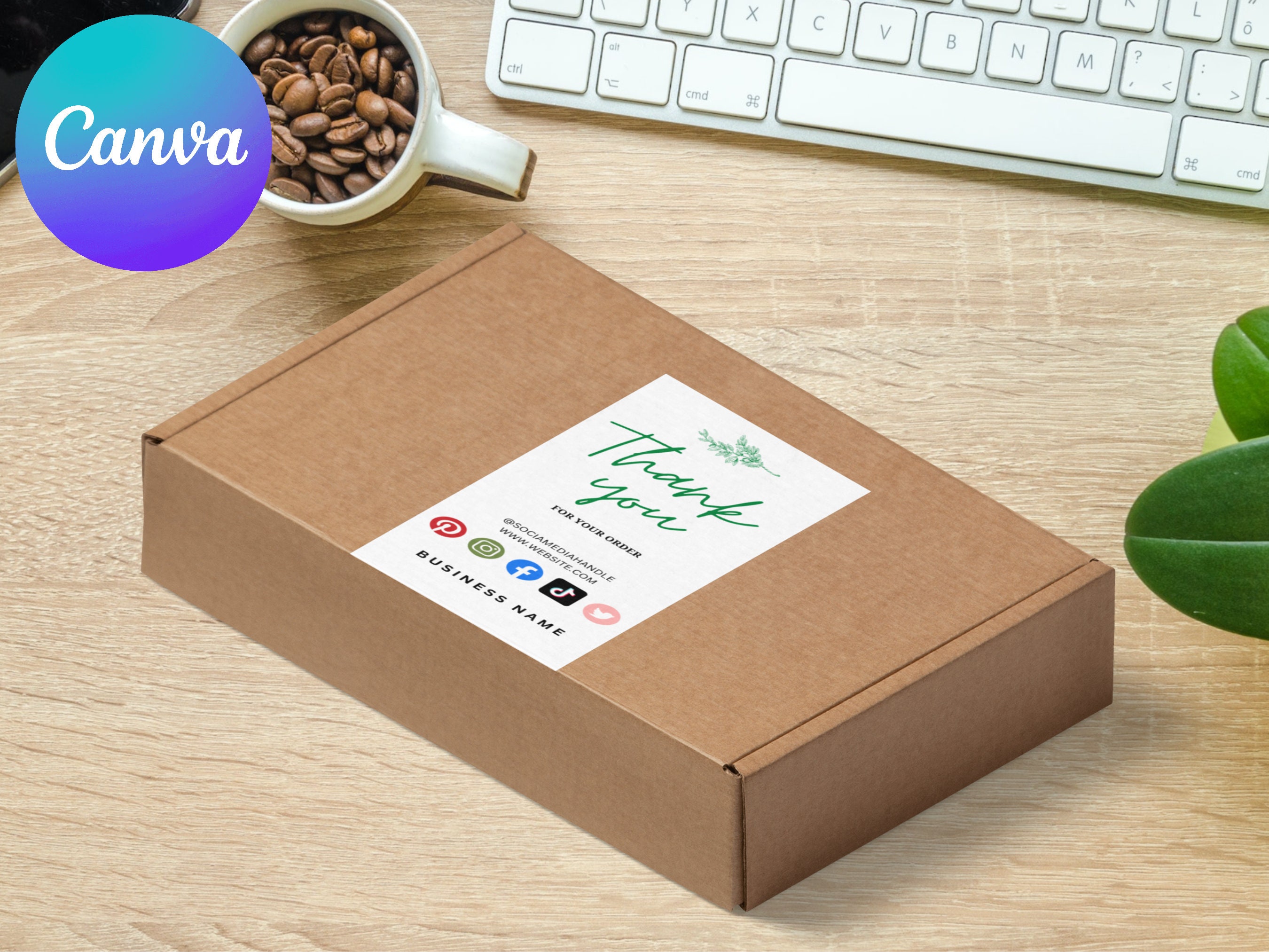 Green Box Label Template, Shipping Label, Order Packaging Stickers ...