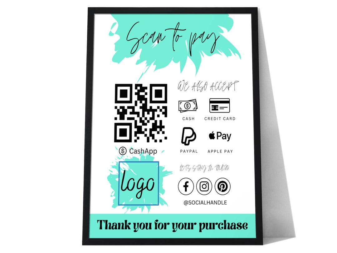 Scan to Pay Payment Sign, Printable Scan to Pay Sign, Editable Scan to ...