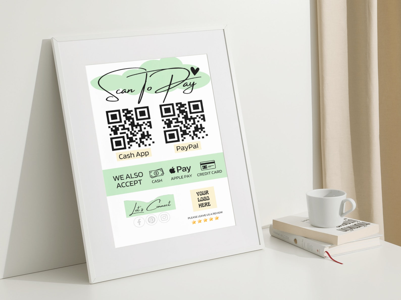 Printable Scan to Pay Template Editable Scan to Pay Sign - Etsy