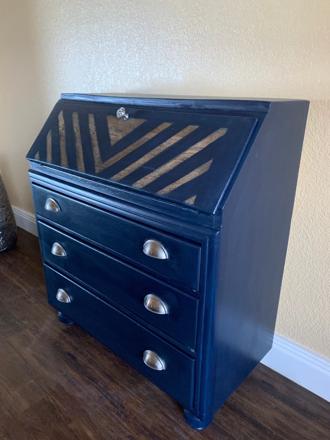 SOLD EXAMPLE ONLY. Beautiful 1920s Hand Painted Blue Secretary Desk by ...