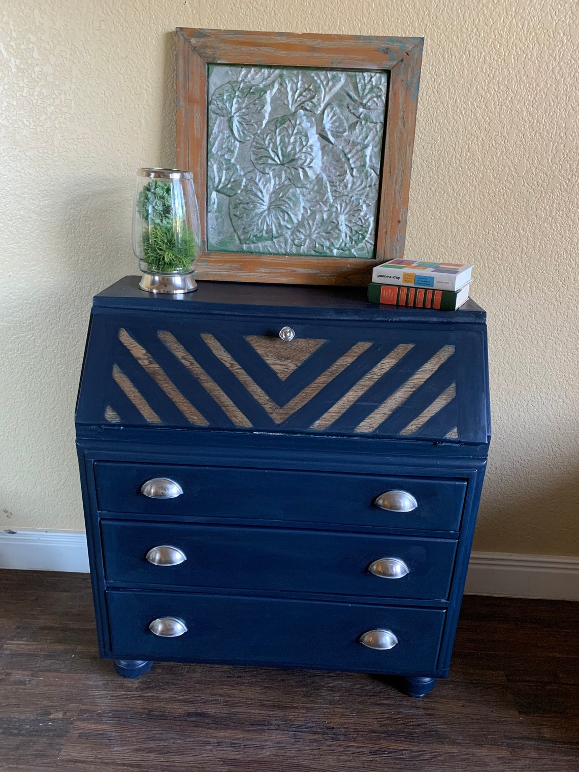 SOLD EXAMPLE ONLY. Beautiful 1920s Hand Painted Blue Secretary Desk by ...